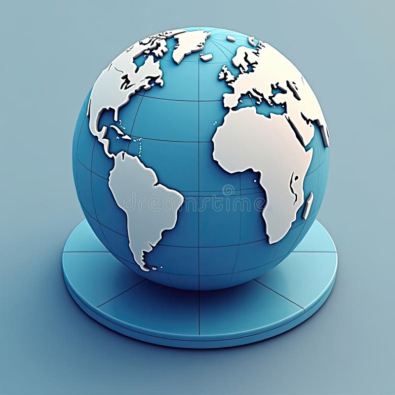 Global Model of Planet Earth with Continents and Grid Lines Stock ...