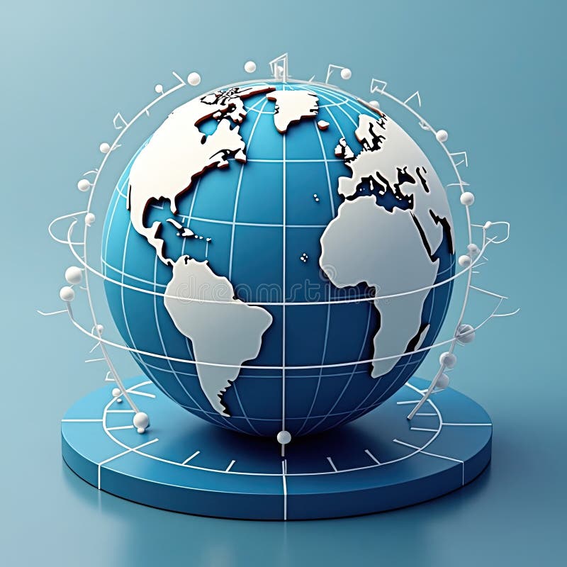 Global Model of Planet Earth with Continents and Grid Lines Stock ...