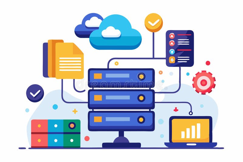 The Visual Depicts a Simplified Data Storage System, Featuring Servers ...