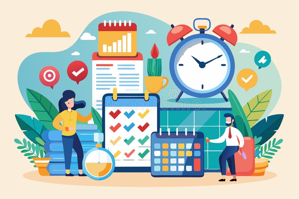 This Visual Depicts Various Work Deadlines Using Alarms, Calendars, and ...