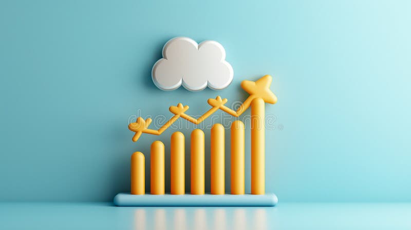 This Visual Depicts a Vibrant 3D Growth Chart with Bars Increasing in ...