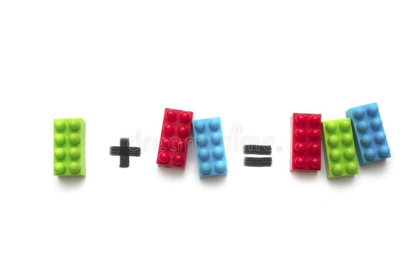 Visual Describing Simple Math Addition with Game Blocks Stock Image ...