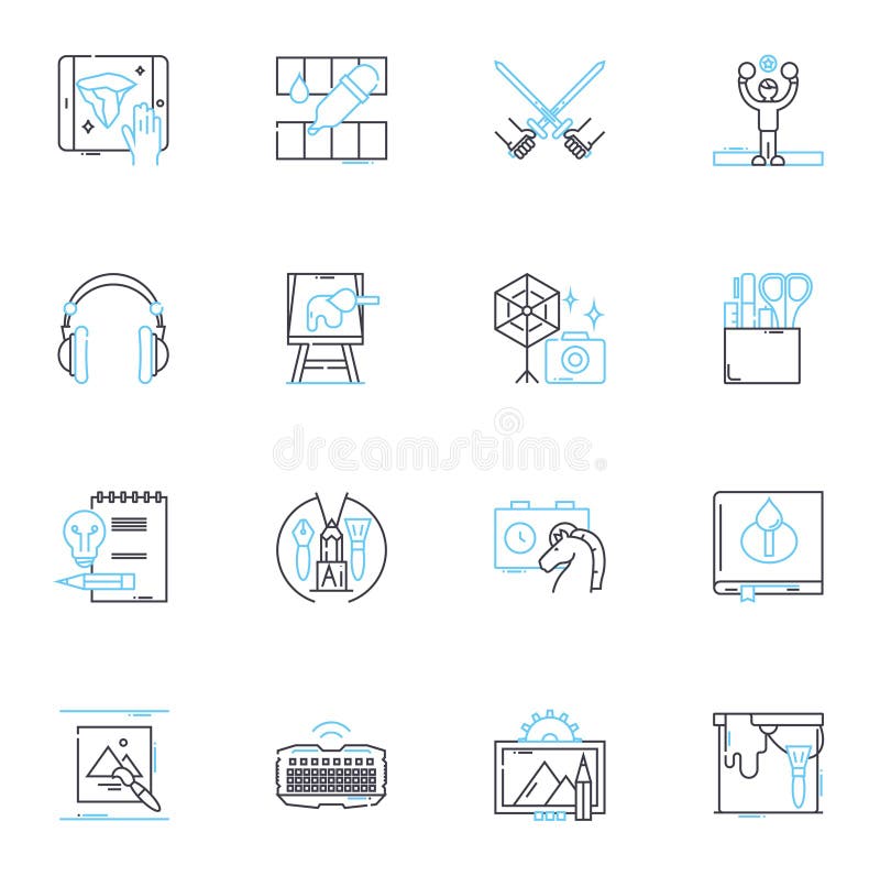 Visual Design Linear Icons Set. Aesthetics, Composition, Typography ... Visual Design Linear Icons Set. Aesthetics, Composition, Typography ...