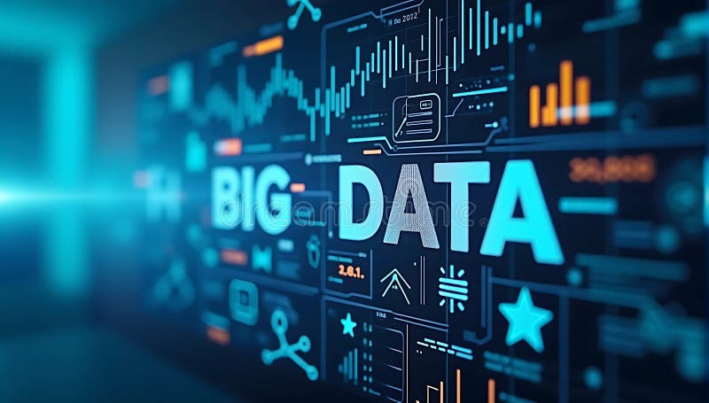 A Visual Display of Big Data Using Infographic Elements, Symbolizing the Processing and Analysis ...