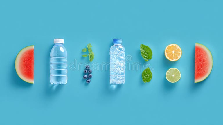 Hydration Routine Infographic Showcasing Water Intake with Fruits and ...