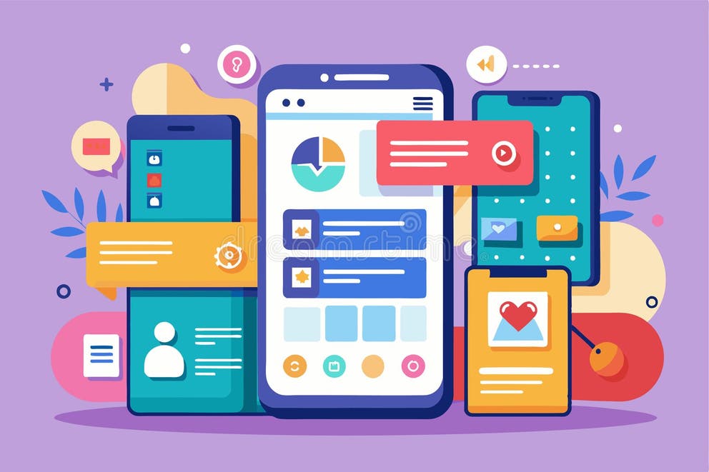 This Visual Displays an Array of Mobile Screens Featuring Colorful and ...