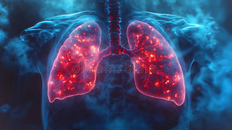 Close-up X-ray Shows Detailed Thoracic Cavity and Lung Structure in ...