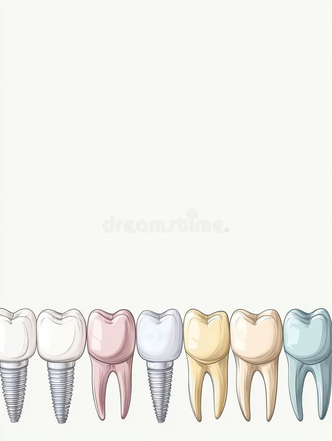 Visual Displays a Series of Healthy Teeth Alongside Colored Dental ...