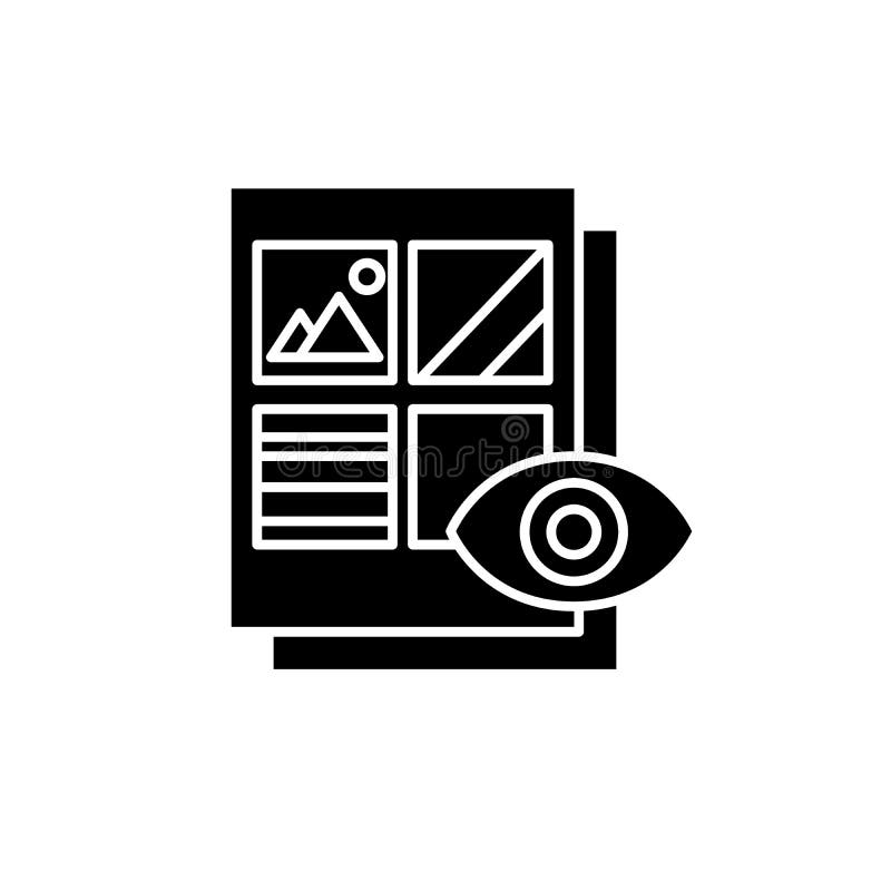 Visual Document Black Icon, Vector Sign on Isolated Background. Visual ...