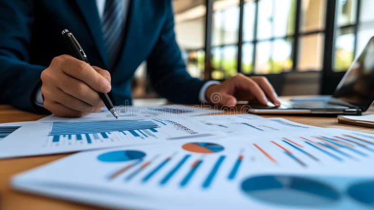 Visual of Economic Policy Documents with Graphs Stock Illustration ...