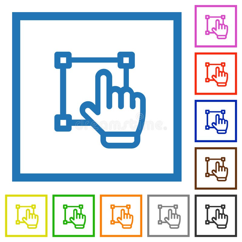Visual Editing Outline Flat Framed Icons Stock Vector - Illustration of ...