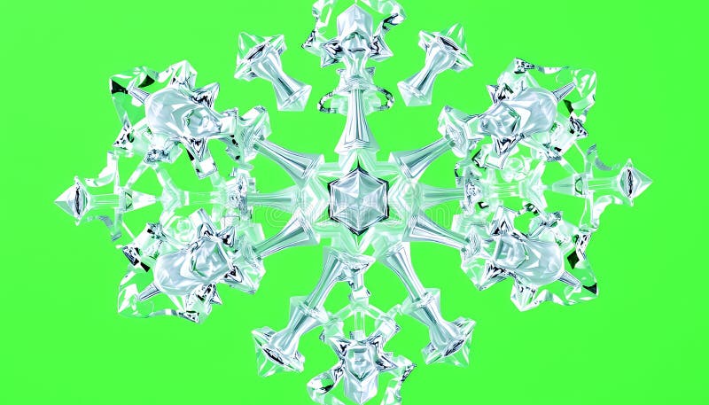 Crystalline Snowflake Isolated on Green Screen Background for Musical ...