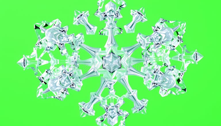 Crystalline Snowflake Isolated on Green Screen Background for Musical and Fantasy Visual Effects ...