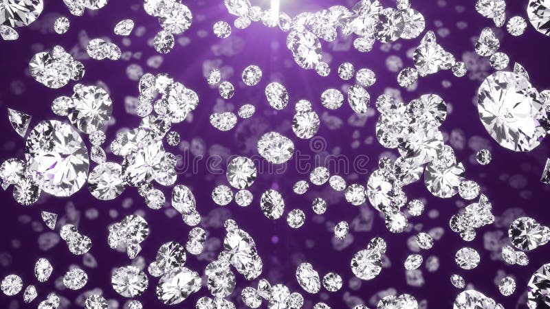 Visual Effect. Crystals Glittering in Rays of Light Fall on a Purple ...