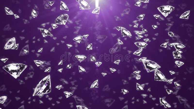 Visual Effect. Crystals Glittering in Rays of Light Fall on a Purple ...