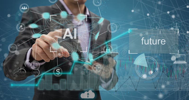 Visual Effects. Future Technology Touch Screen Interface. Handsome ...