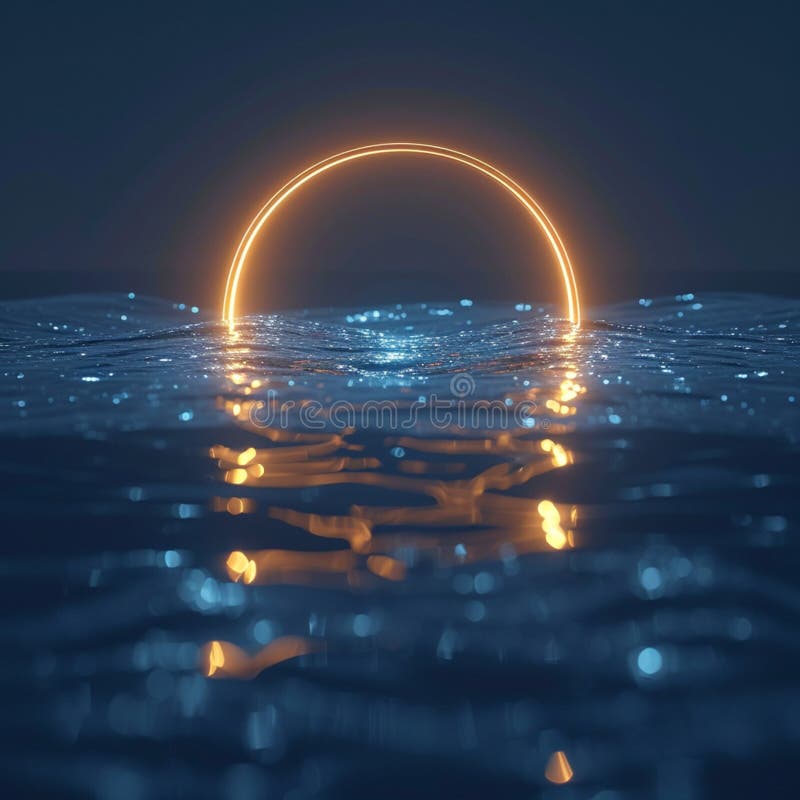 Visual Enchantment Light Illuminated Water Surface, Rendered in ...