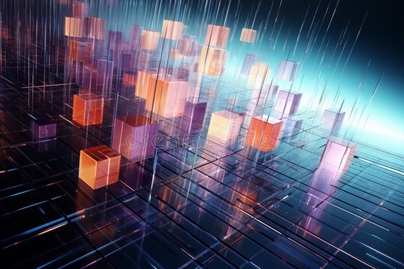 Visual Exploration Cube and Grid Space Depicted in 3D Rendering Stock ...