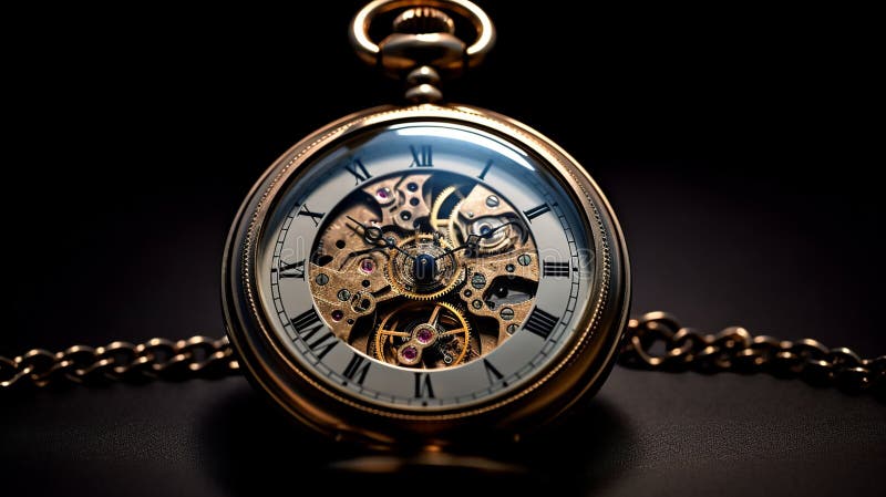 A Visual Exploration of a Pocket Watch Against a White Backdrop Stock ...
