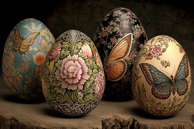 A Visual Feast of Beautifully Decorated Easter Eggs Stock Illustration ...