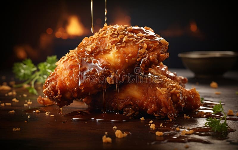 Visual Feast: Captivating Close-Up of Crispy Chicken. Generative by Ai ...
