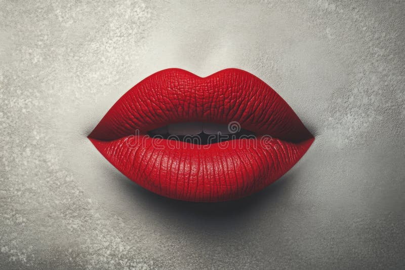 Aesthetic Depiction of Perfectly Shaped Red Lips Against a Minimalist ...