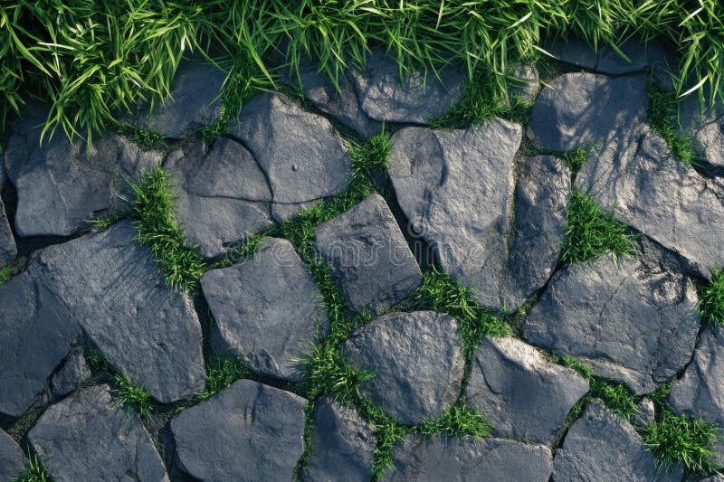 High Quality Studio Setting Showcases a Stone Path Surrounded by Lush ...