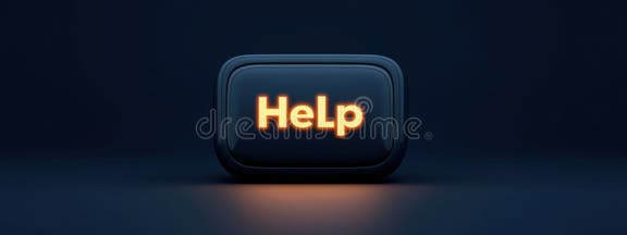 Help Button with Glowing Text in a Dark Background, Symbolizing ...