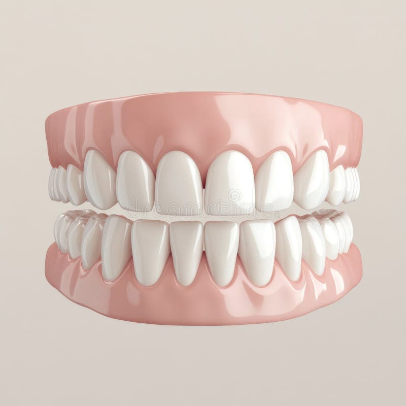 A Realistic 3D Model of Perfectly Aligned White Teeth Showcasing Dental ...