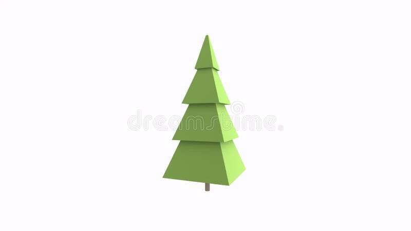 Green Geometric Pine Tree Isolated on White Background 3d Rendering ...