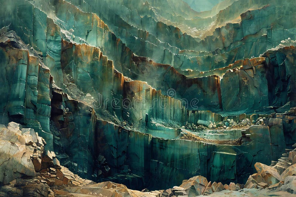 Visual Featuring Closeup of Rock Formations in the Mine, Showcasing ...