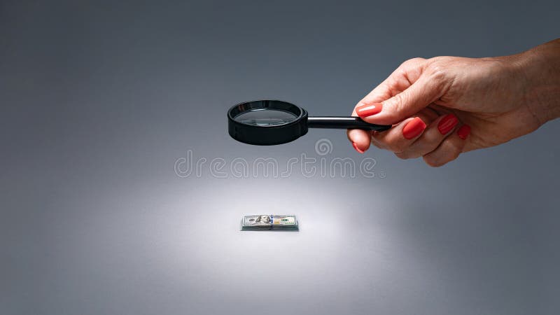 Visual of Financial Audit Using Magnifying Glass To Check Expenses and Income Stock Image ...