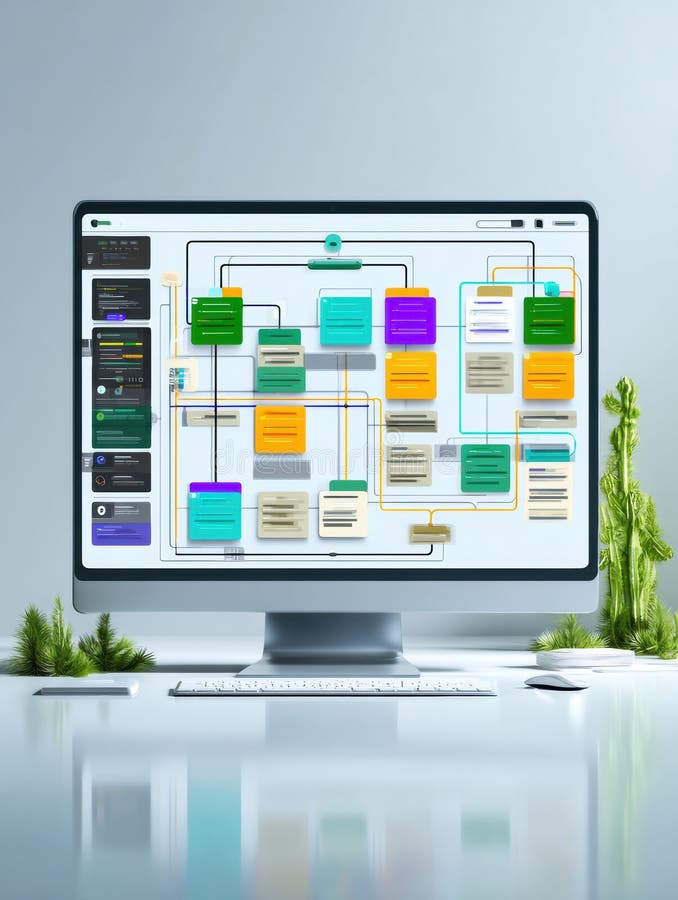 Visual Flowchart Displayed on a Smart Screen Illustrates Coding ...