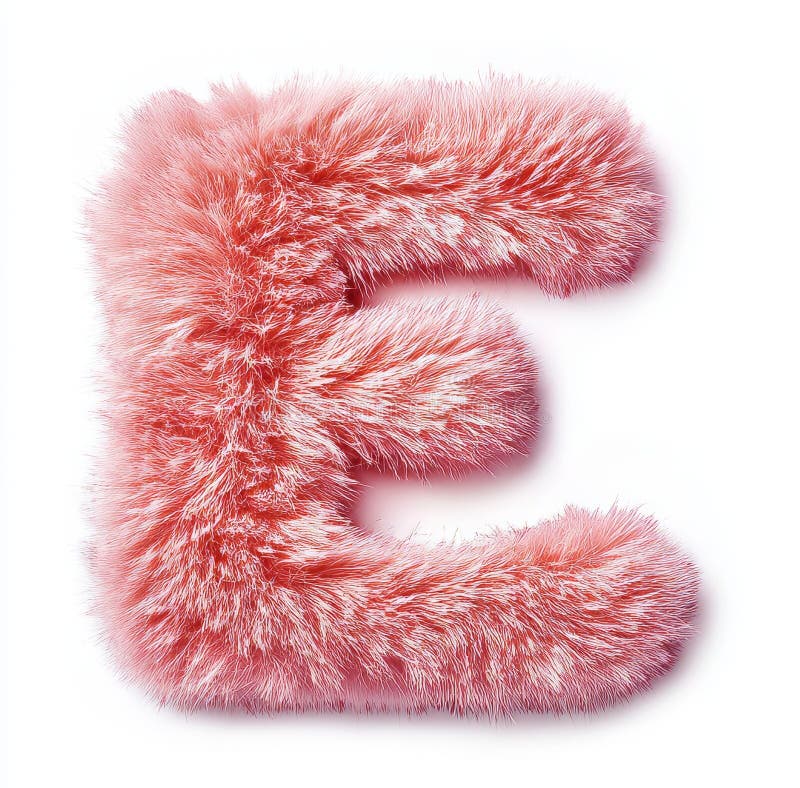 A Visual of a Fur-textured Letter E on a Pink and White Background ...