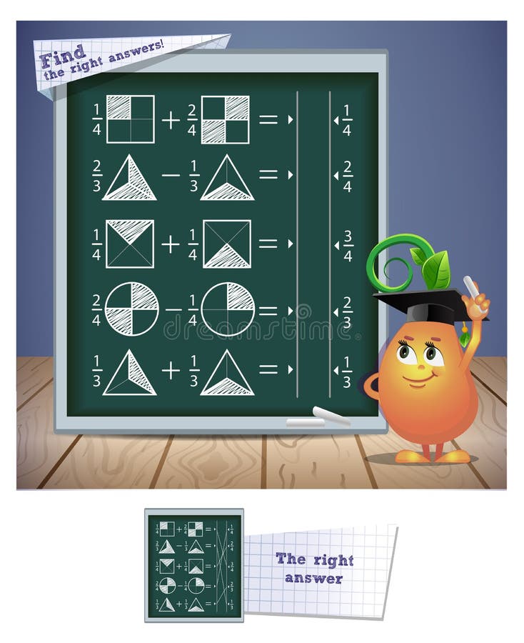 Fractions right answer stock illustration. Illustration of school ...