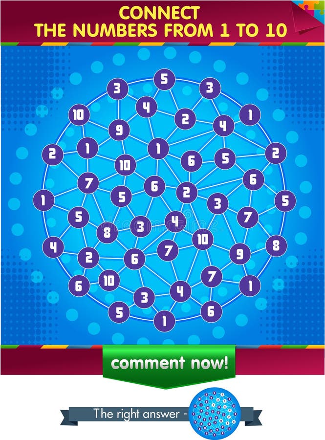 Visual Game Connect the Numbers from 1 To 10 Stock Illustration ...