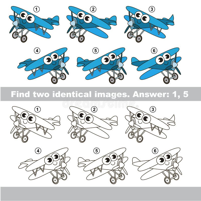 Visual Game. Find Hidden Couple of Aircrafts Stock Vector ...