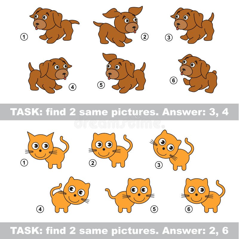Visual Game. Find Hidden Couple of Dog and Cat Stock Vector ...