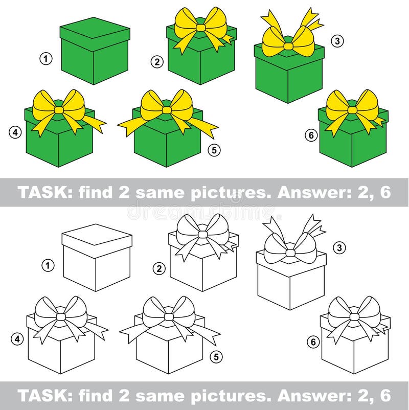 Visual Game. Find Hidden Couple of Gift Stock Vector - Illustration of ...