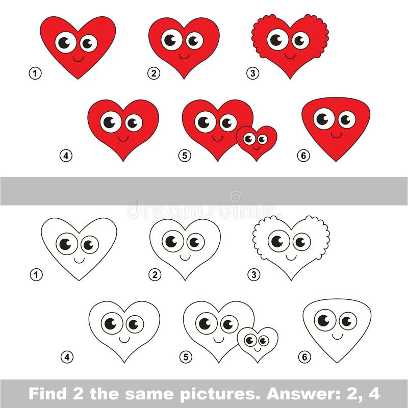 Visual Game. Find Hidden Couple of Hearts Stock Vector - Illustration ...