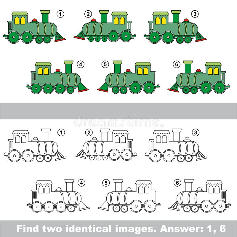 Visual Game. Find Hidden Couple of Locomotives. Stock Vector ...