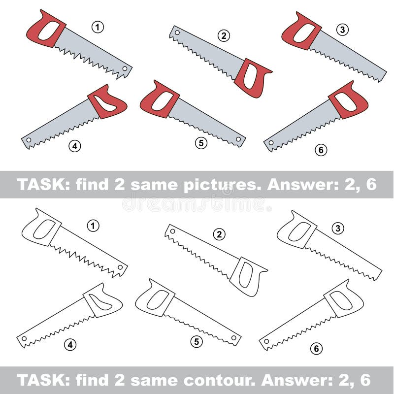 Visual Game. Find Hidden Couple of Saw Stock Vector - Illustration of ...
