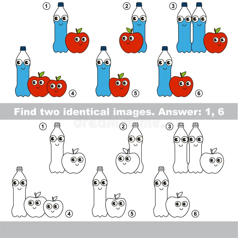 Visual Game for Kids To Find Hidden Couple of Objects. Stock Vector ...