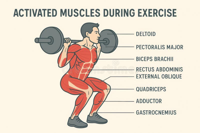 Understanding Activated Muscles during Exercise with Illustrated Guide for Effective Workouts ...