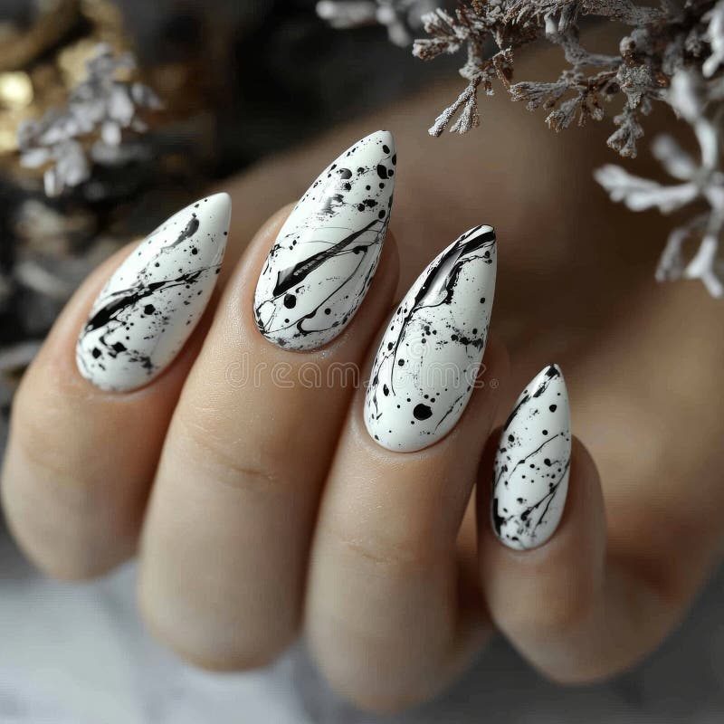 This Visual Guide Showcases Glossy Monochrome Nails Paired with High ...