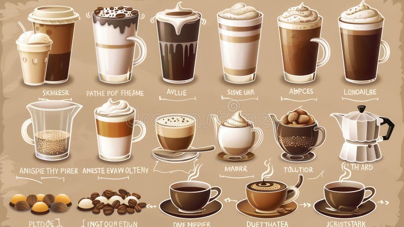 A Visual Guide To Coffee Drinks. Infographic High Detailed Drink ...