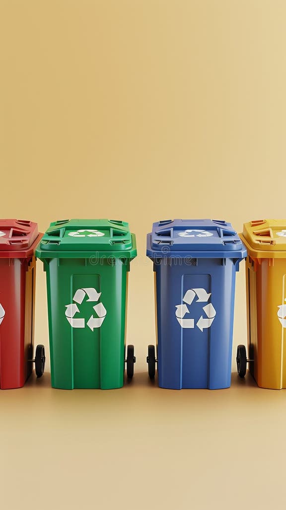 Visual Guide To Recycling. Array of Colorful Recycling Bins, Each ...