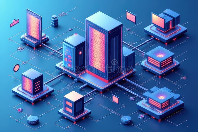 Visual Guide To Server Management and Hosting Stock Illustration ...