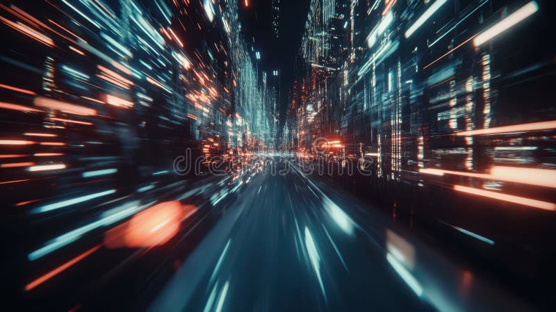 Visual of High Speed Light Blur in a Futuristic City Symbolizing Next ...