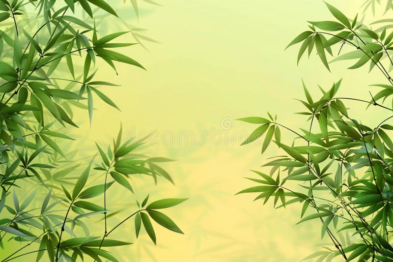 Visual Highlighting Bamboo Leaves Background with Copy Space, Green and ...